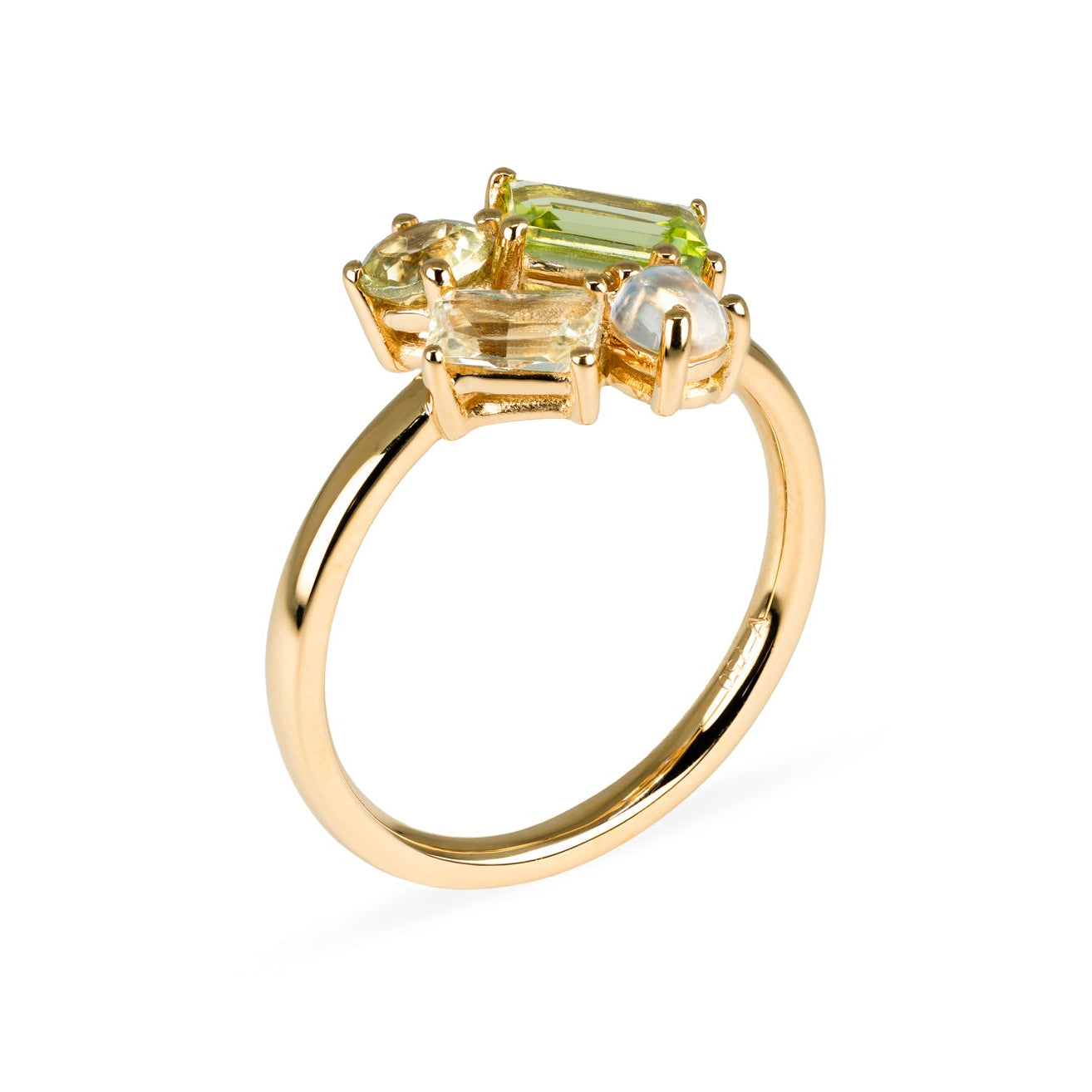 Mid Cloud Ring Diamond | 18K recycled real gold | hand-cut quartz and ...